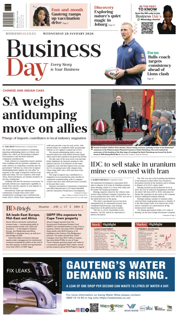 South African Newspaper Front Pages | Paperboy Online Newspapers