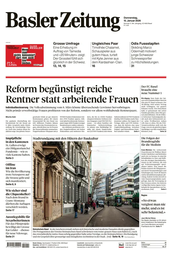 Swiss Newspaper Front Pages | Paperboy Online Newspapers
