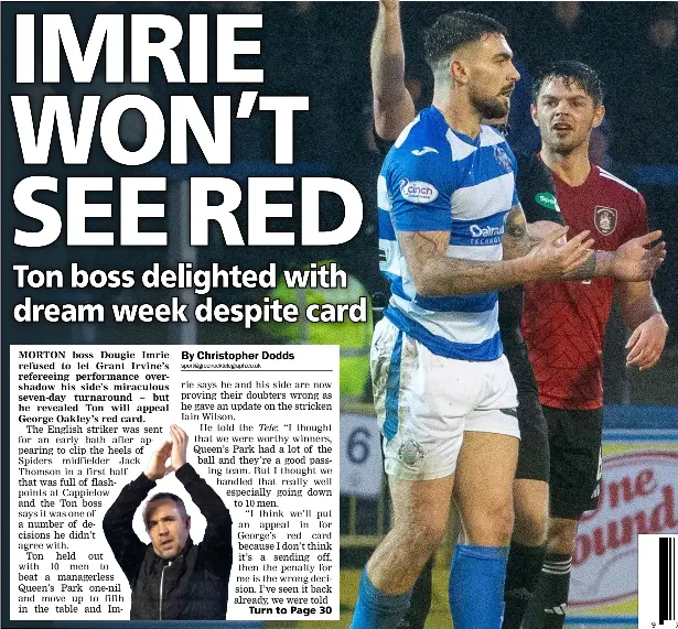 IMRIE WON’T SEE RED Ton boss delighted with dream week despite card - PressReader