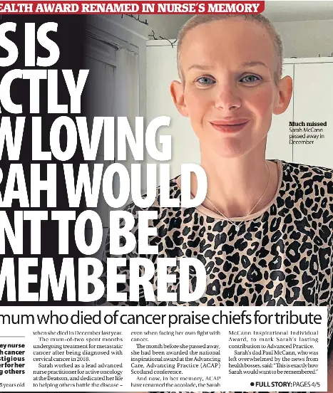 THISIS EXACTLY HOW LOVING SARAH WOULD WANTTOBE REMEMBERED - PressReader