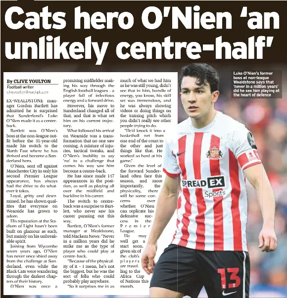 Cats hero O’Nien ‘an unlikely centre-half’ - PressReader