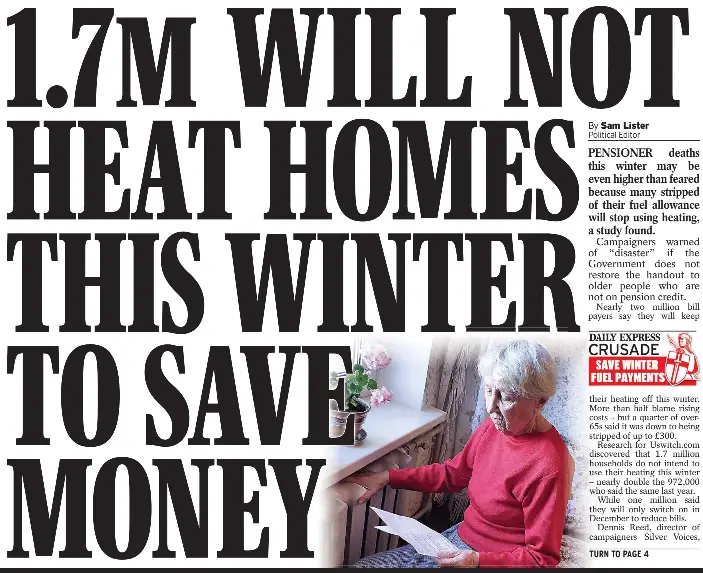1.7M WILL NOT HEAT HOMES THIS WINTER TO SAVE MONEY - PressReader
