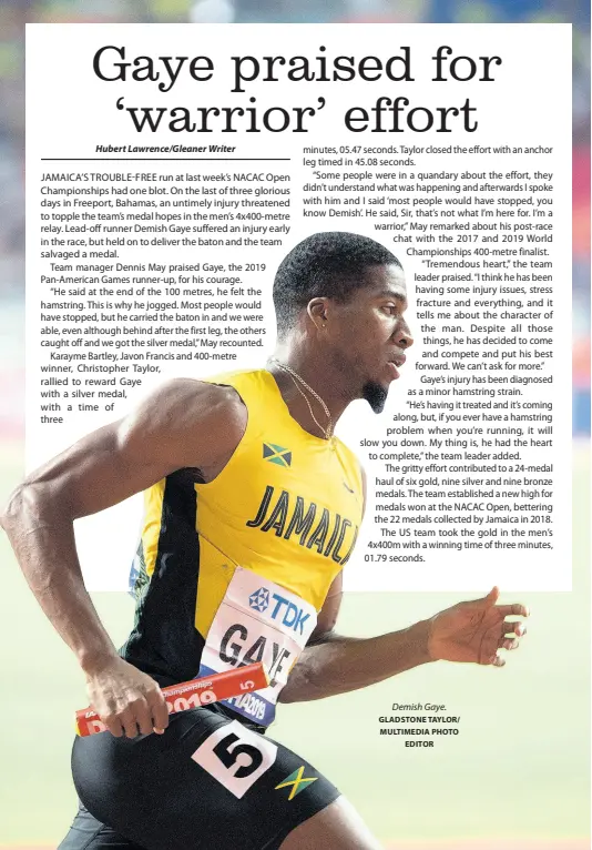 Gaye praised for ‘warrior’ effort - PressReader