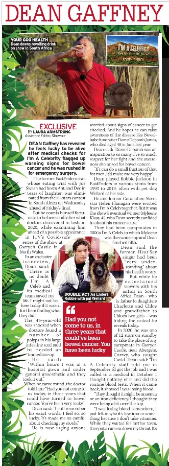 DEAN GAFFNEY CANCER SCARE AFTER TV CHECKS - PressReader