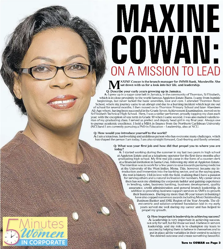 MAXINE COWAN: ON A MISSION TO LEAD - PressReader