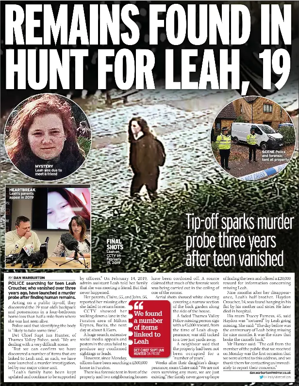 REMAINS FOUND IN HUNT FOR LEAH, 19 - PressReader