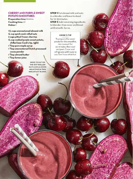 CHERRY AND PURPLE SWEET POTATO SMOOTHIES - PressReader