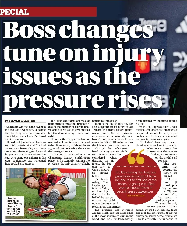 Boss changes tune on injury issues as the pressure rises - PressReader