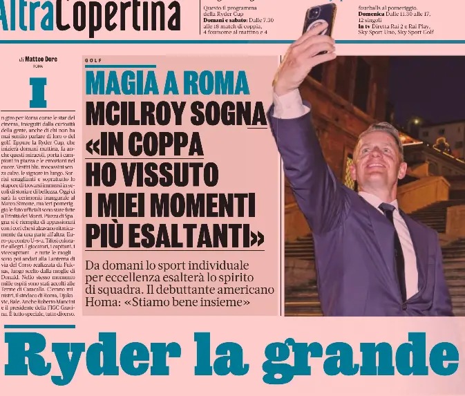 MAGIA A ROMA MCILROY SOGNA «IN COPPA HO VISSUTO I MIEI MOMENTI PIÙ ESALTANTI» - PressReader