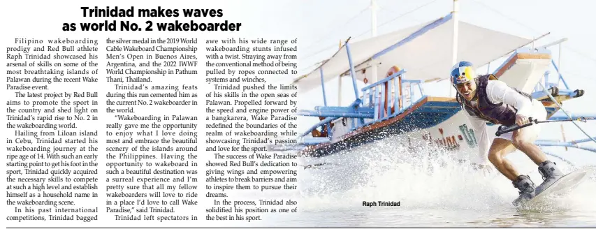 Trinidad makes waves as world No. 2 wakeboarde­r - PressReader