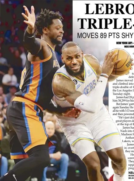 LEBRON LOGS TRIPLE-DOUBLE - PressReader