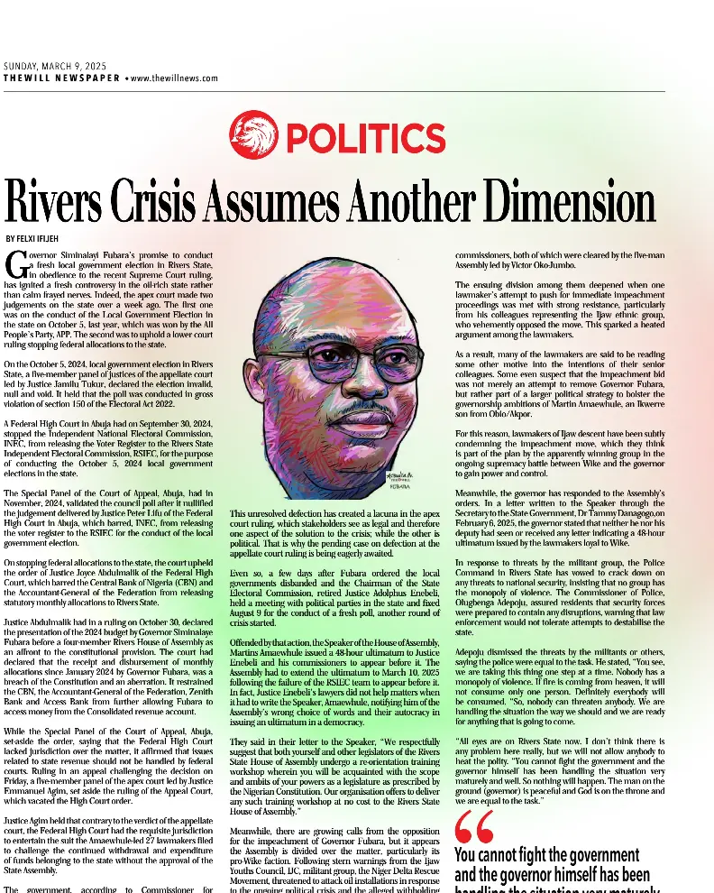 POLITICS Rivers Crisis Assumes Another Dimension - PressReader