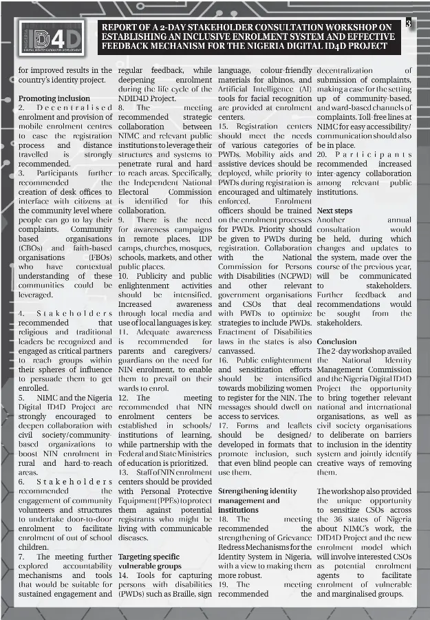 REPORT OF A 2-DAY STAKEHOLDE­R CONSULTATI­ON WORKSHOP ON ESTABLISHI­NG AN INCLUSIVE ENROLMENT ...