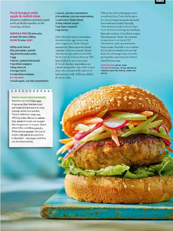 Pork burgers with apple & radish slaw - PressReader
