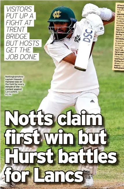 Notts claim first win but Hurst battles for Lancs - PressReader