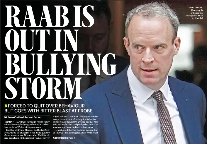 RAAB IS OUT IN BULLYING STORM - PressReader