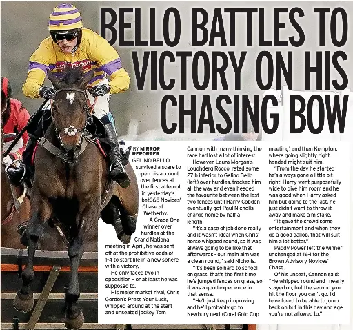 BELLO BATTLES TO VICTORY ON HIS CHASING BOW - PressReader