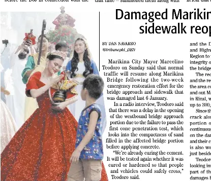 Damaged Marikina Bridge sidewalk reopens - PressReader