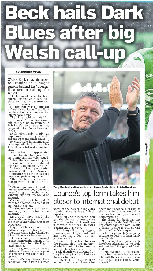 Beck hails Dark Blues after big Welsh call-up - PressReader