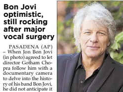 Bon Jovi optimistic, still rocking after major vocal surgery - PressReader