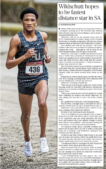 Wildschutt hopes to be fastest distance star in SA - PressReader