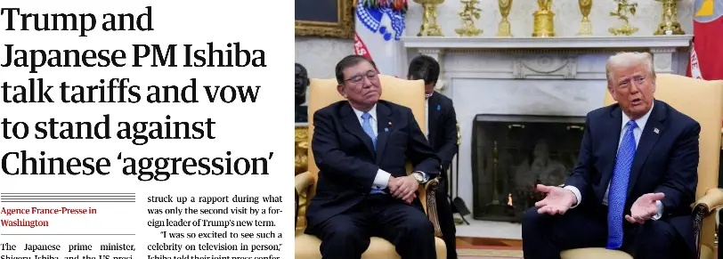 Trump and Japanese PM Ishiba talk tariffs and vow to stand against ...
