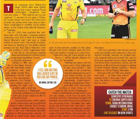 SUPER KINGS NEED AN URGENT TURNAROUND AGAINST SUNRISERS - PressReader