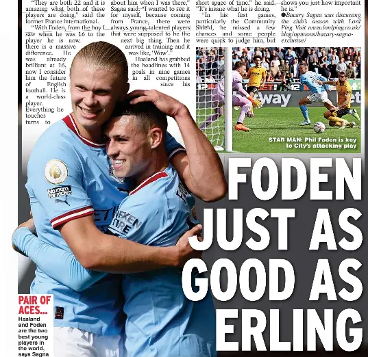 Sagna: Playmaker is the future of English game FODEN JUST AS GOOD AS ERLING - PressReader