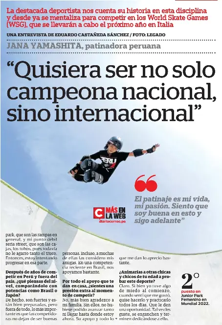 “Quisiera ser no solo campeona nacional, sino internacio­nal” - PressReader