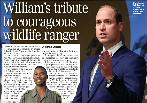 William’s tribute to courageous wildlife ranger - PressReader