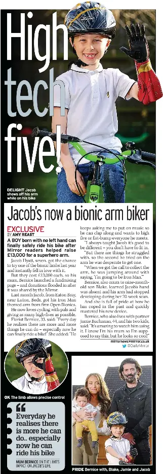 High tech five! Jacob’s now a bionic arm biker - PressReader