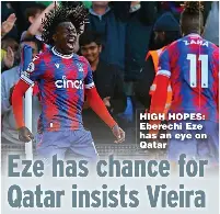 Eze has chance for Qatar insists Vieira - PressReader