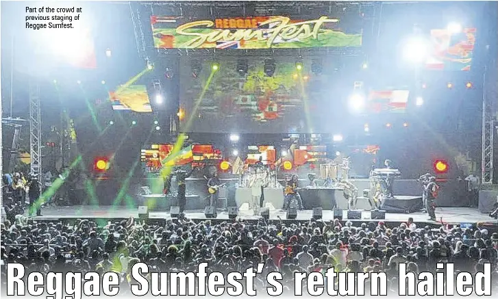 Reggae Sumfest’s return hailed - PressReader
