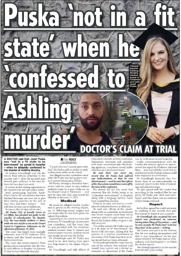 CLOSING ARGUMENTS TODAY Puska ‘not in a fit state’ when he ‘confessed to Ashling murder ...