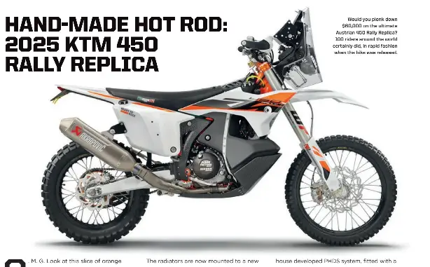 HAND-MADE HOT ROD: 2025 KTM 450 RALLY REPLICA - PressReader