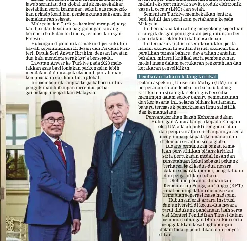 Kerjasama Malaysia, Turkiye atasi cabaran global, cipta masa depan - PressReader