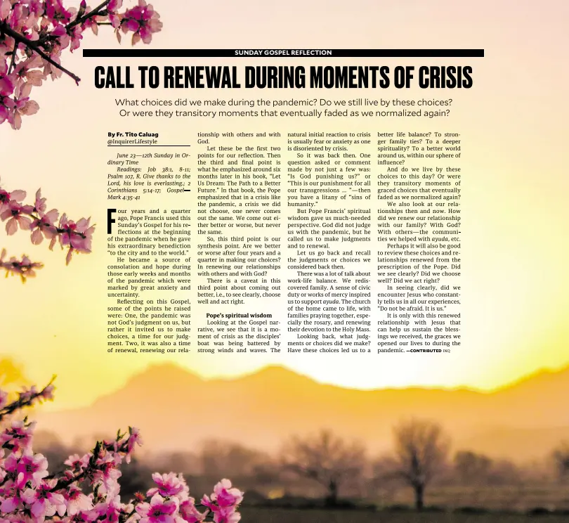 CALL TO RENEWAL DURING MOMENTS OF CRISIS - PressReader