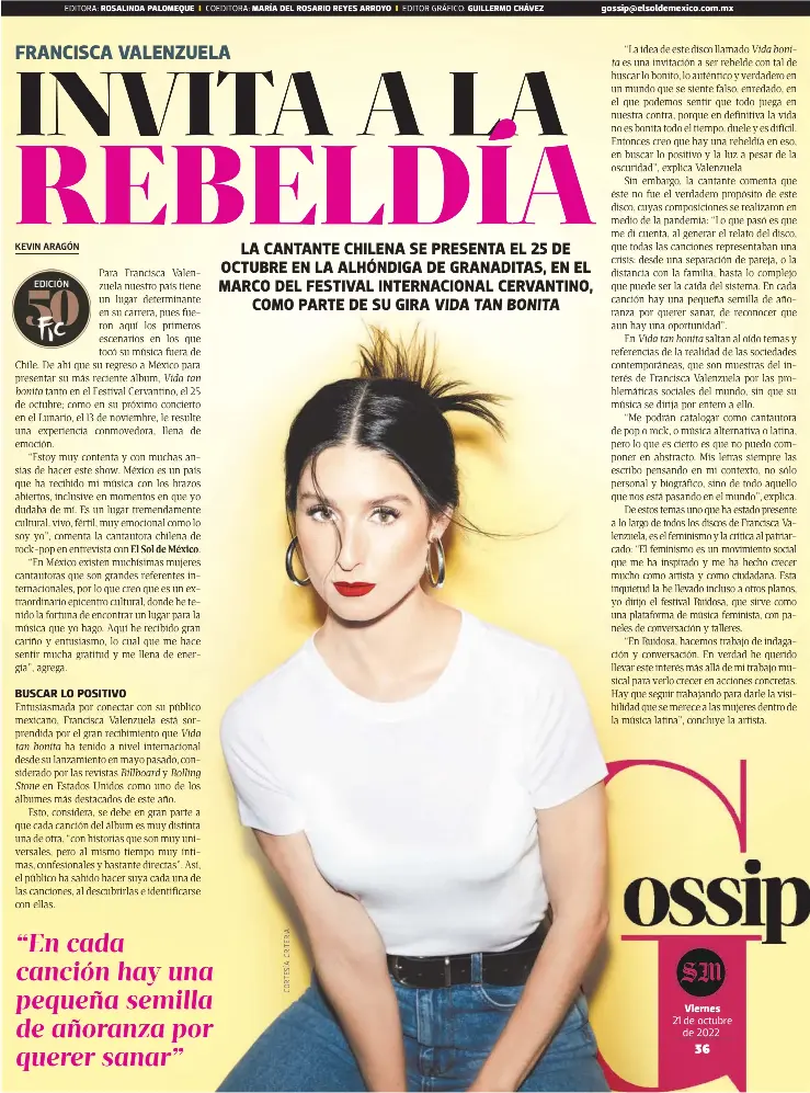 FRANCISCA VALENZUELA INVITA A LA REBELDÍA - PressReader