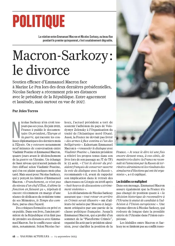 Macron-Sarkozy : le divorce - PressReader