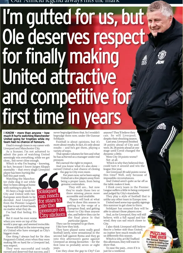 I’m gutted for us, but Ole deserves respect for finally making United attractive and competitiv ...