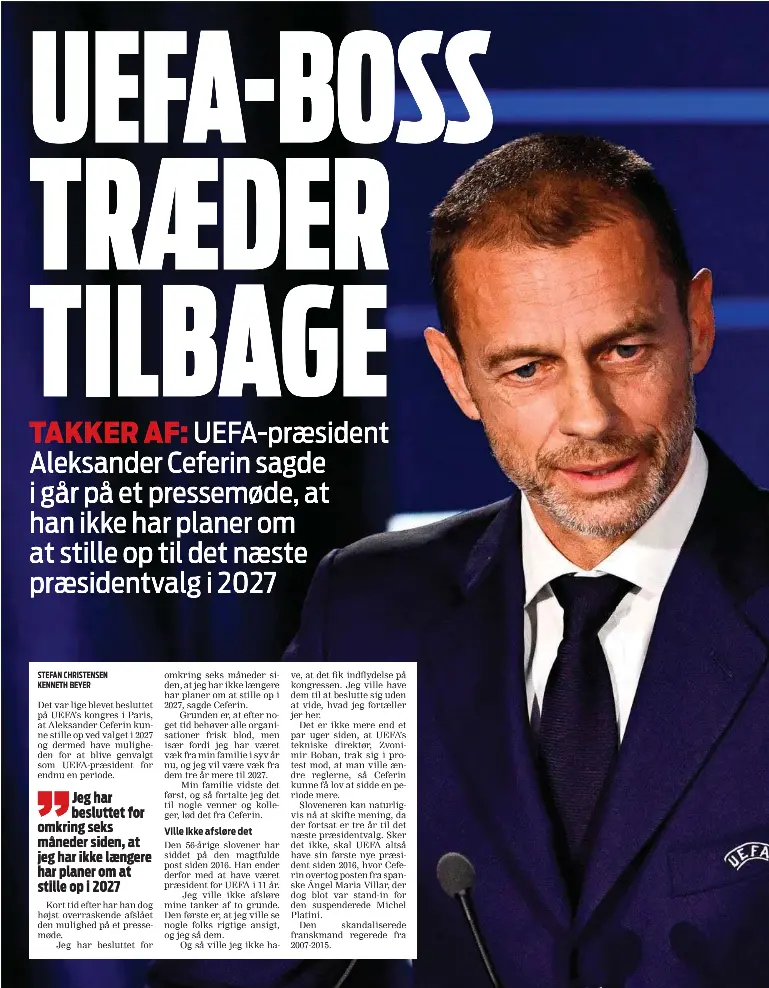 UEFA- BOSS TRÆDER TILBAGE - PressReader
