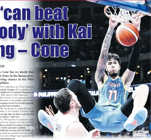 Gilas ‘can beat anybody’ with Kai playing – Cone - PressReader