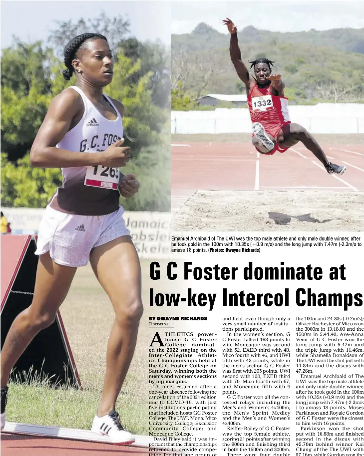 G C Foster dominate at low-key Intercol Champs - PressReader