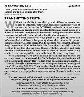 TRANSMITTI­NG TRUTH - PressReader