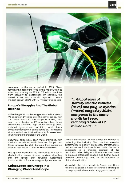 GLOBAL SURGE IN EV VEHICLE SALES DESPITE EUREOPE'S COOLDOWN - PressReader