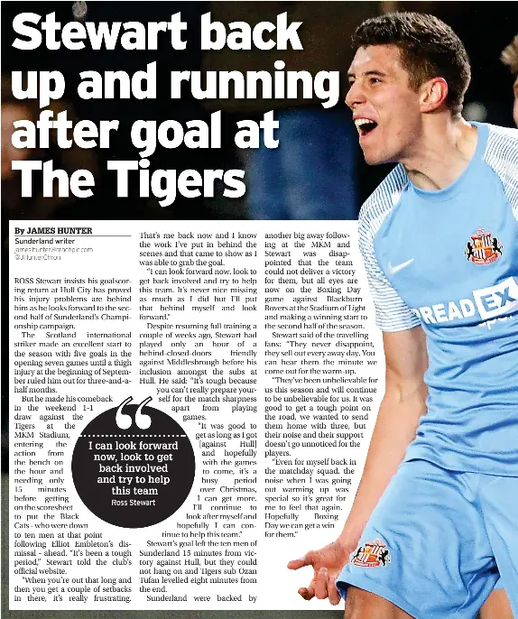 Stewart back up and running after goal at The Tigers - PressReader