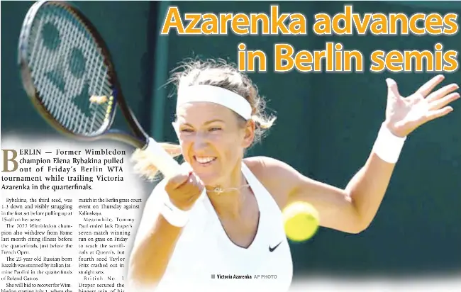 Azarenka advances in Berlin semis - PressReader