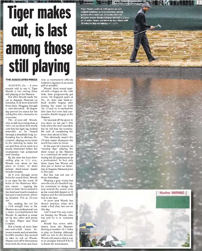 Tiger makes cut, is last among those still playing - PressReader