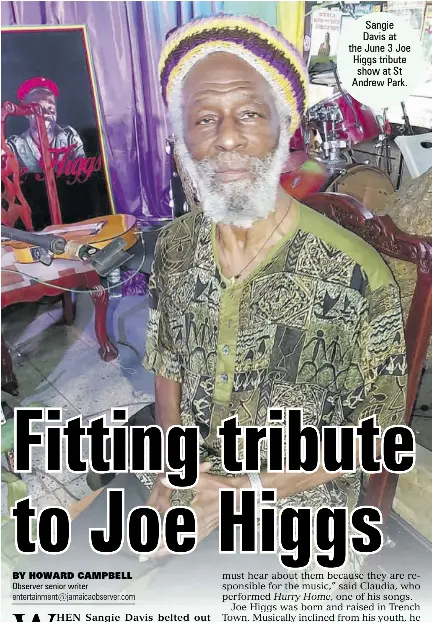 Fitting tribute to Joe Higgs - PressReader