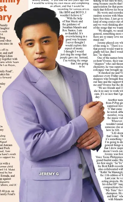 Jeremy G confesses his love in latest single ‘BINI’ - PressReader